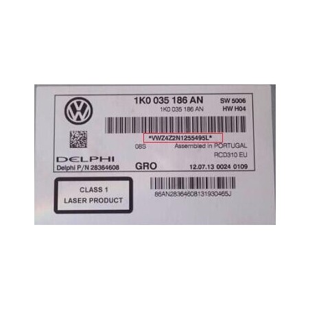 VOLKSWAGEN DECODE Service Decode FIT VW autoradio Navigation RCD300 ...